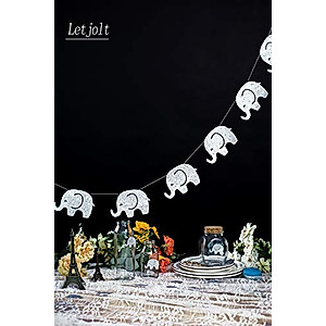 Elephant Garland Banner Glitter Silvery Baby Shower Decorations Christmas Supplies Baby Elephant Decorations Birthday Party Supplies Baby Nursery Decorations 10 Feet 17 Pcs