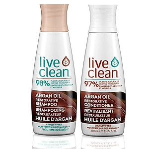 Live Clean Exotic Nectar Restorative Shampoo and Conditioner with Argan, Grape Seed, and Olive Oils, 12 oz each