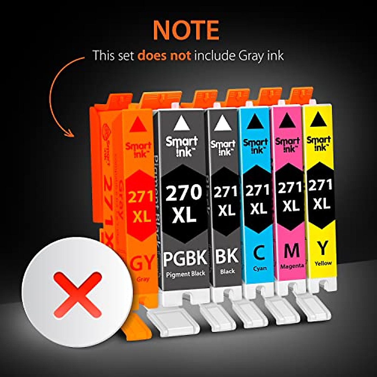 Smart Ink Compatible Ink Cartridge Replacement for Canon PGI 270 XL CLI 271 XL PGI-270XL CLI-271XL 5 Pack (PGBK & BK/C/M/Y) for PIXMA MG5720 MG5721 MG5722 MG6820 MG6821 MG6822 TS5020 TS6020