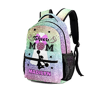 Deven Cheerleader Girl Rainbow Glitter Personalized Kids for Boy/Girl Teen Primary School Daypack Travel Bag Bookbag
