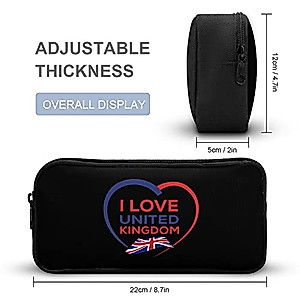 I Love United Kingdom Pencil Case Pencil Pouch Coin Pouch Cosmetic Bag Office Stationery Organizer