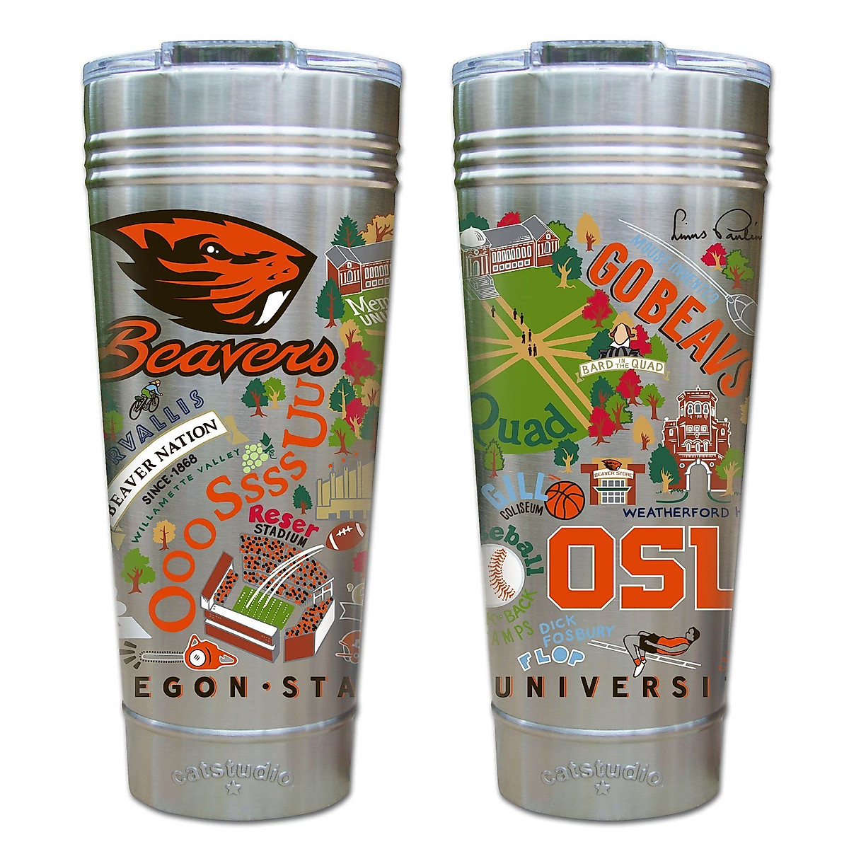 Catstudio Oregon State University Collegiate Thermal Tumbler | Triple Wall Insulation With Non Slip Bottom | Great College Travel Cup for Water, Coffee, Tea, or Smoothies