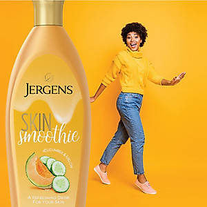 Jergens Skin Smoothie Body Lotion, Cucumber & Melon Scented Moisturizer, 24hr Hydration, Dye Free Formula, 10 Fl Oz (Pack of 3)