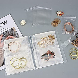 Designster Transparent Jewelry organizer book - Jewelry Storage Album Earring Organizer Storage Book Bag, Jewelry Travel Storage Holder for Necklace Rings Bracelet Studs (80 Slots+50 Thicken PVC Bags)
