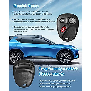 Keyless Entry Remote Control Car Key Fob Replacement for Chevy S10 Silverado Suburban Avalanche Tahoe, GMC Yukon Sonoma Sierra, Cadillac Escalade, 3 Button KOBLEAR1XT (2 Pack)