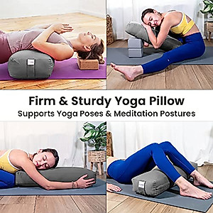 Sol Living Yoga Bolster Pillow Rectangular Meditation Cushion Cotton Meditation Accessories for Restorative Yoga Meditation Pillow Yoga Pillow Firm Body Pillow Bolster Pillow for Legs Removable Cover