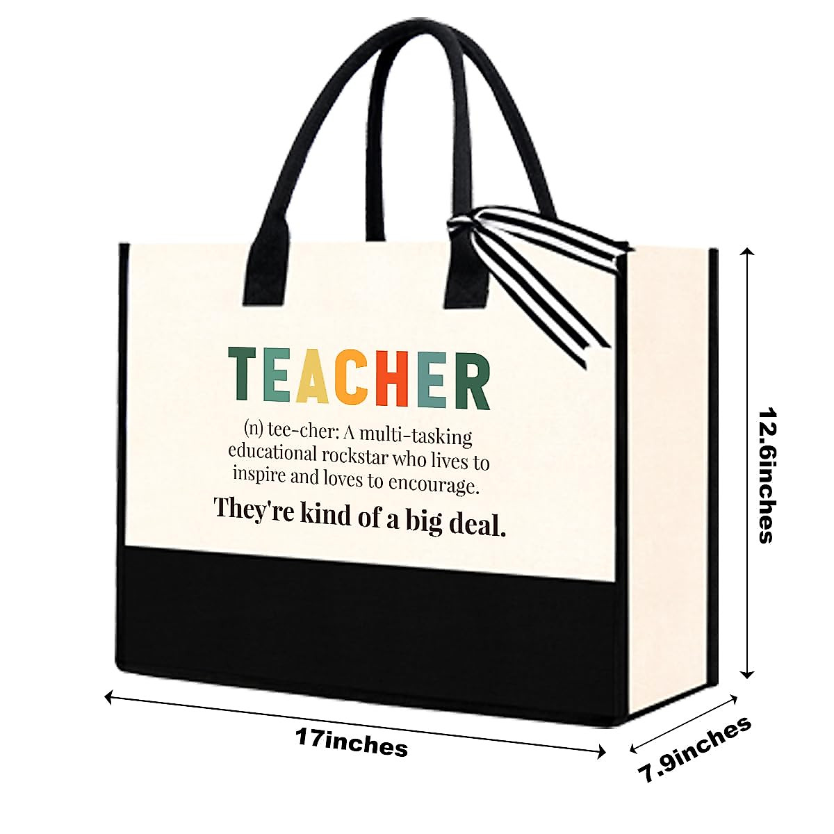 YUANHAO Teacher Gifts for Women, Teacher Appreciation Gifts, Teachers Day Gifts, Teacher Valentines Day Gifts, Teacher Canvas Tote Bag Grocery Reusable Bag