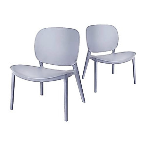 CangLong PP Dining Chair Armless Dining Side Chair for Dining, Living Room,Bedroom, Kitchen, Set of 2, Gray