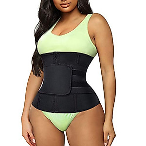 TrainingGirl Women Waist Trainer Cincher Corset Tummy Control Workout Sweat Band Slimmer Belly Belt Weight Loss Sports Girdle (Black, Medium)