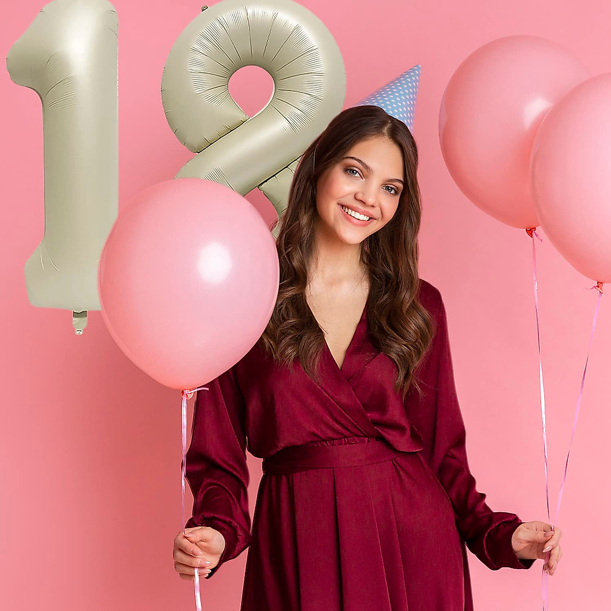 ESHILP 40 Inch Number Balloon Foil Balloon Number 30 Jumbo Giant Balloon Number 30Balloon for 30th Birthday Party Decoration Wedding Anniversary Graduation Celebration, Cream White 30 Number Balloon