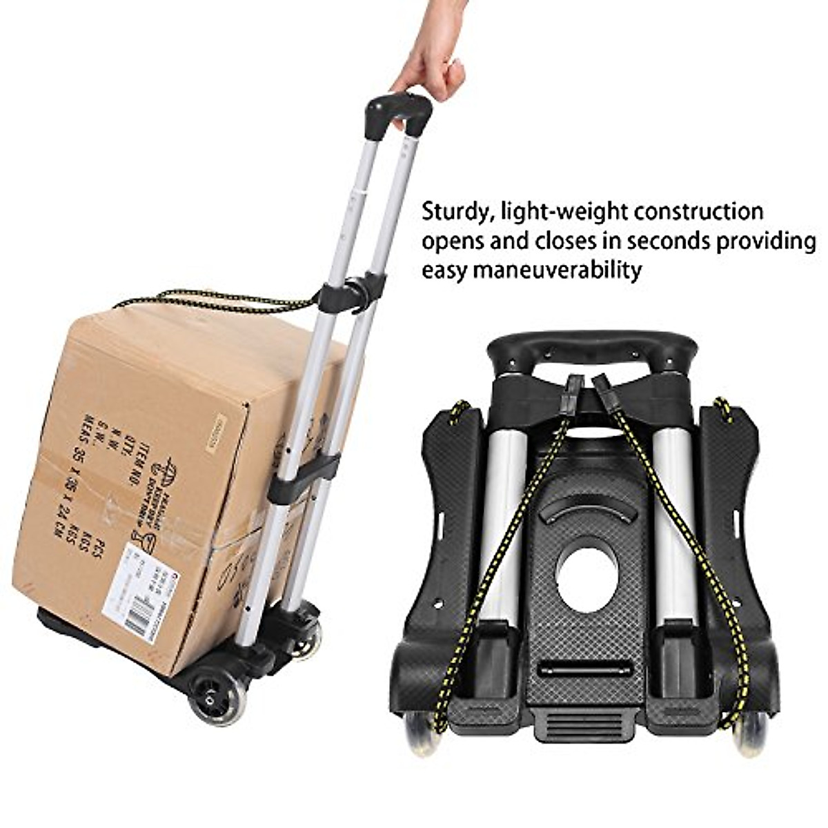 Aluminum Folding Hand Truck, Lightweight Folding Luggage Cart, Portable Travel Luggage Cart with Wheels Foldable/Hand Trucks Heavy Duty(80Lb)