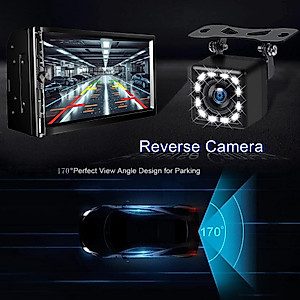 7'' Double Din Car Stereo,Apple Carplay,HD 1024*600 Touch Screen,FM Car Radio,Car Bluetooth 5.1 Hand-free Calling,GPS Navigation,Backup Camera,USB/TF/RCA,Physical Buttons,Android Auto,Apple Car Play