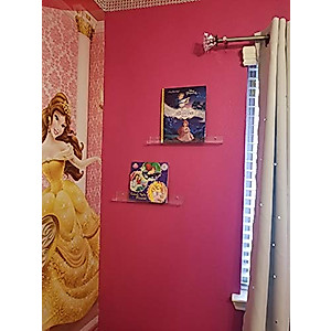 Sooyee 6 Pack 15 Inch Acrylic Invisible Kids Floating Bookshelf for Kids Room,Modern Picture Ledge Display Toy Storage Wall Shelf,Clear