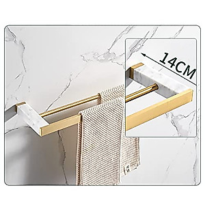Towel Rack Hand Towel Bar Marble Bathroom Towel Holder Rustproof Wall Mount Brushed Brass, Bathroom Hardware Accessories Towel Shelf (Color : Bath Towel Rack)