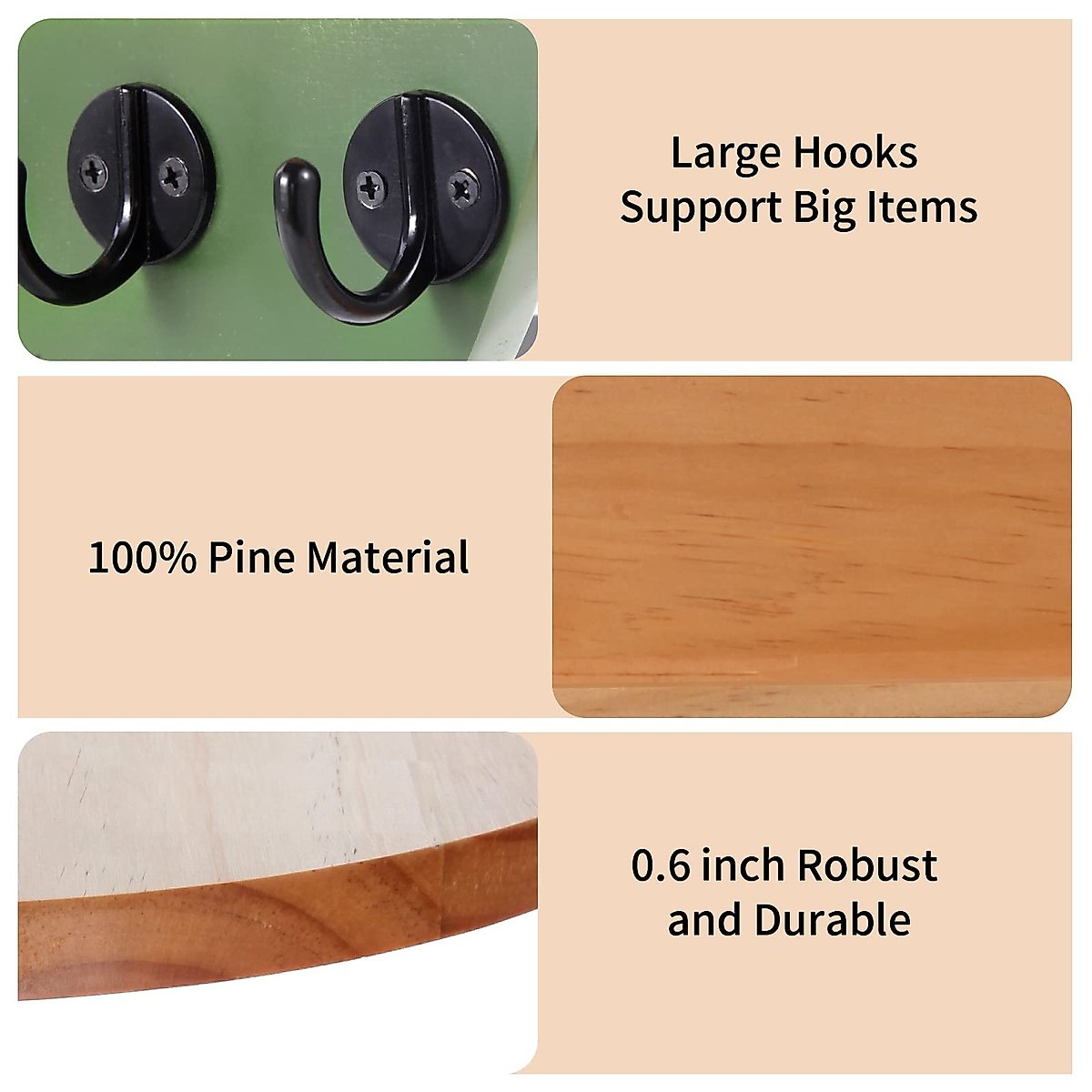 CRAKTH Key and Mail Holder for Wall Decorative, Wooden Boho Key Hanger with Shelf, Unique Two-Tone Circular Design Entryway Key Rack - Brown & Green