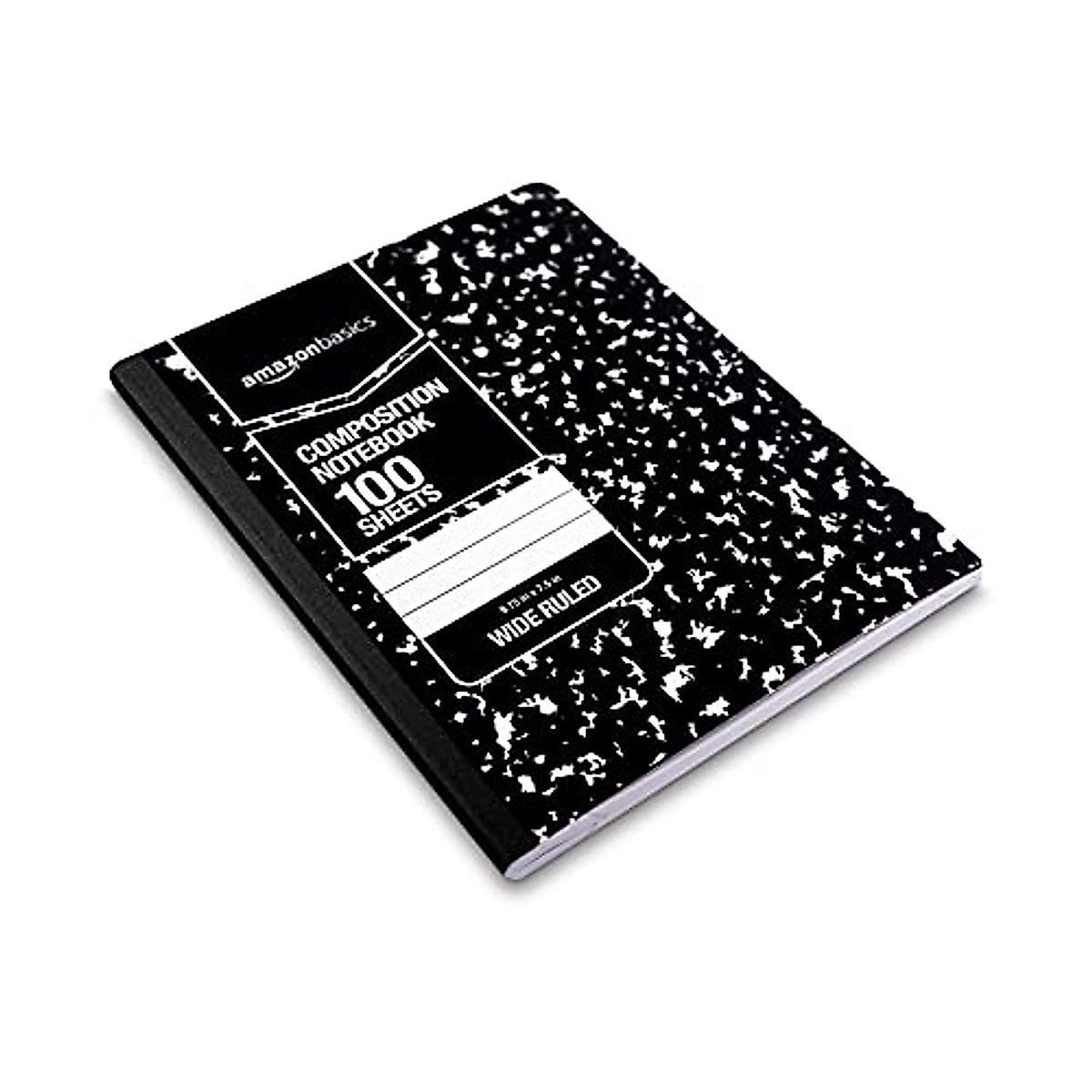 Amazon Basics Wide Ruled Composition Notebook, 100 Sheets, Marble Black, 4-Pack