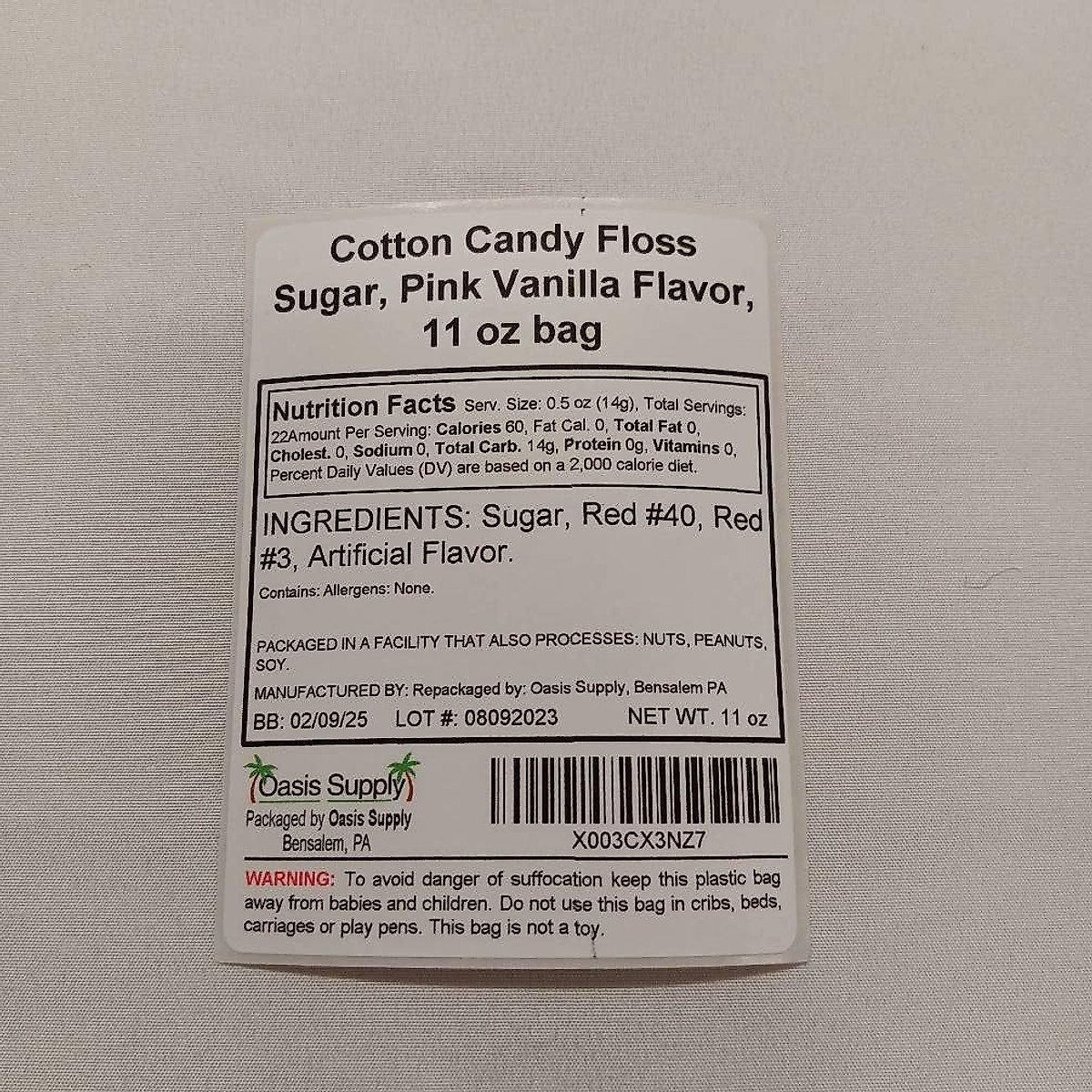 Cotton Candy Floss Sugar (Pink Vanilla Blue Raspberry Flavor, 11 oz)–Cotton Candy Flavoring Super Floss - Candy Supplies