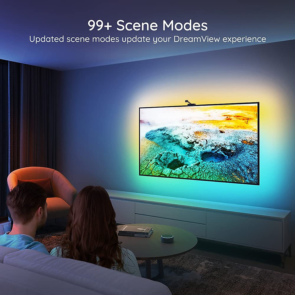 Govee Envisual TV LED Backlights for 75-85 inch TVs, 16.4ft RGBIC WiFi DreamView T1 TV Backlights with Camera, Works with Alexa & Google Assistant, App Control, LED Lights for TV, Scene Mode, H6199