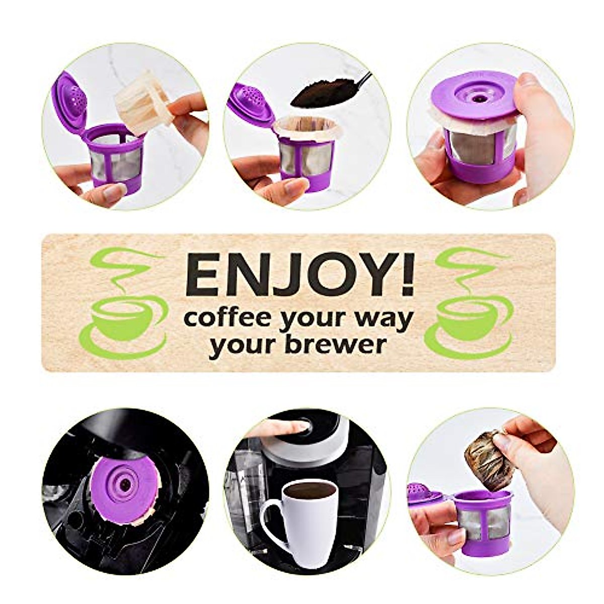 CAPMESSO Disposable Coffee Paper Filters Replacement Kerig Filter Compatible with Reusable Single Serve Pods Keurg Coffee Maker- 600 Count (Natural)