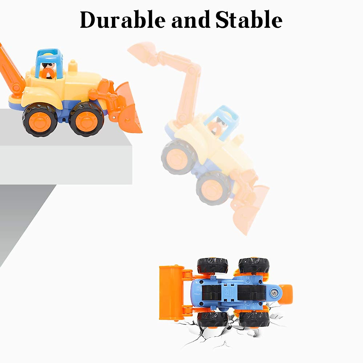 Baby Toy Car Toddler Early Education Construction Vehicles Toys Push and Go Friction Powered Cars Set Tractor Bulldozer Dumper Cement Mixer Engineering Vehicles for 18 Months and Above Boys Girls