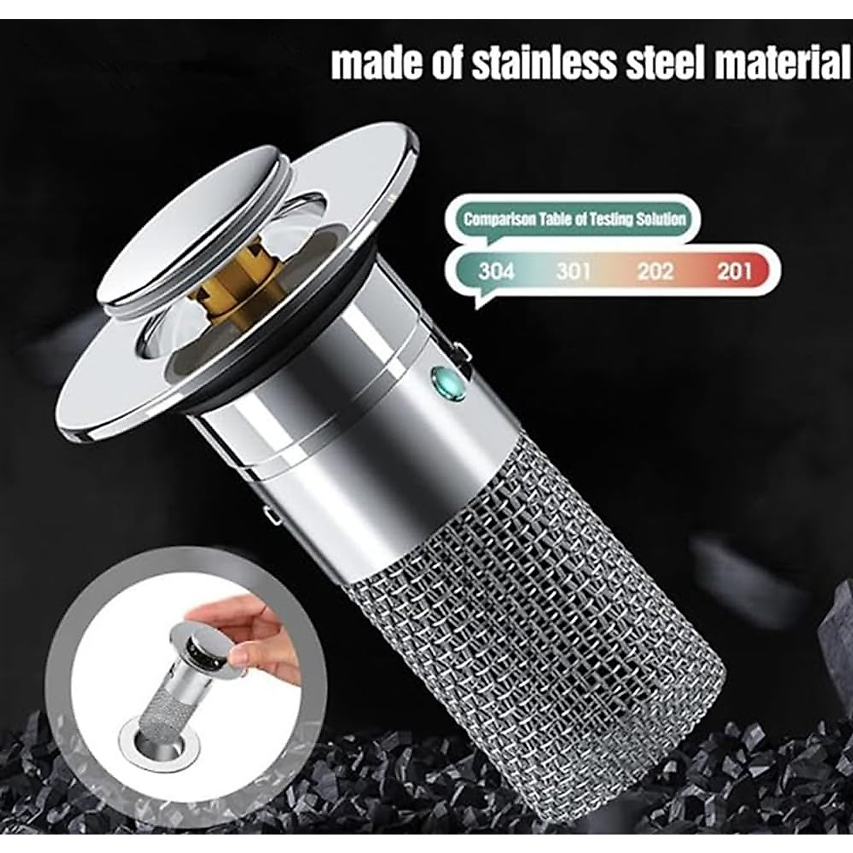 Pop Up Sink Drain Filter,2024 Universal Bathroom Sink Stopper,Basin Sink Plug with Removable Stainless Steel Filter Basket Hair Catcher Sink Stopper Replacement,Floor Sink Drain Strainer (2pcs)