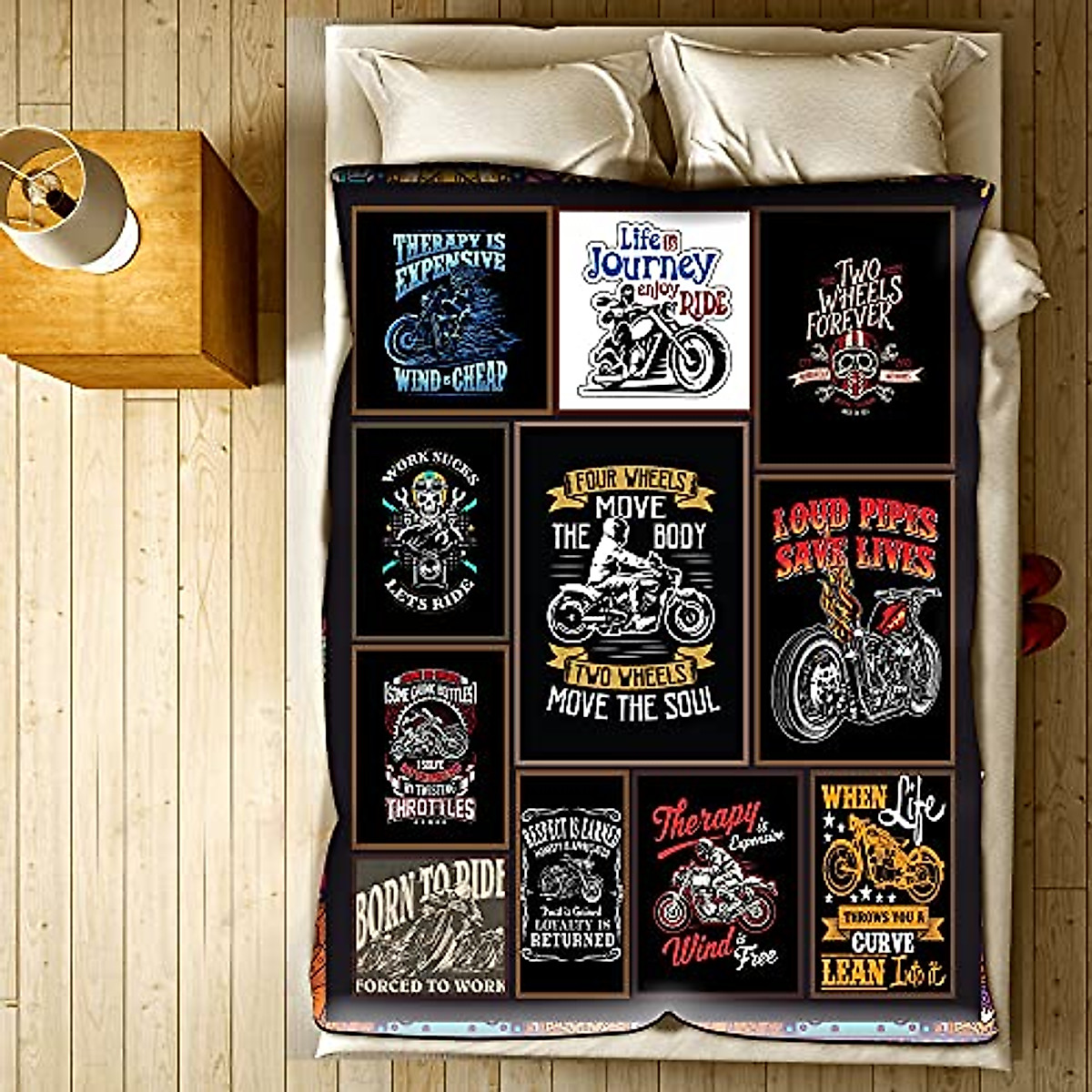 Launchigo Personalized Motorcycle Blanket, Biker Blankets, Rider Blanket. Premium Quality Outdoor Blanket. Fleece Throw Biker Blanket for Birthday & Christmas. (Biker Blanket 01, 60" X 80")