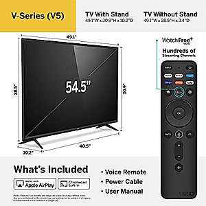 VIZIO 55-Inch V-Series 4K UHD LED HDR Smart TV Apple AirPlay and Chromecast Built-in, Dolby Vision, HDR10+, HDMI 2.1, Auto Game Mode and Low Latency Gaming, V555-J01, 2021 Model (Renewed), 55 inches