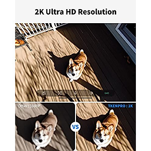 TKENPRO 2K Security Cameras Wireless Outdoor With Ultra HD Spotlight Color Night Vision, Solar Security Camera Outdoor With PIR Detection, Pan Tilt, 4X Digital Zoom, 2.4GHZ Wi-Fi, IP65 Waterproof