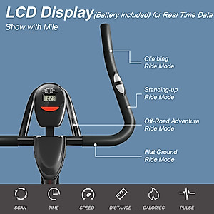 Goplus Magnetic Stationary Bike, Indoor Exercise Cycling Bike Smooth Belt Drive W/Heart Rate, LCD Monitor, Full Adjustment Near-silent Home Cardio Workout Spin Bike