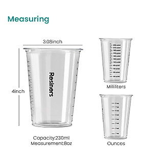 Resiners 30pcs Disposable Epoxy Resin Mixing Cups, Plastic Measuring Cups with 50pcs Wooden Stir Sticks, Mixing Containers for Resins, Paint, Pigments, Art, Kitchen