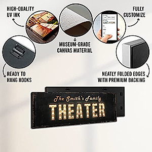 TAILORED CANVASES Theater Wall Decor - Personalized Movie Cinema Art Print Canvas for Studio Room Accessories, Home Media Room, Entertainment Hall, Living Room, Lounge Area - Theater in Rustic Design