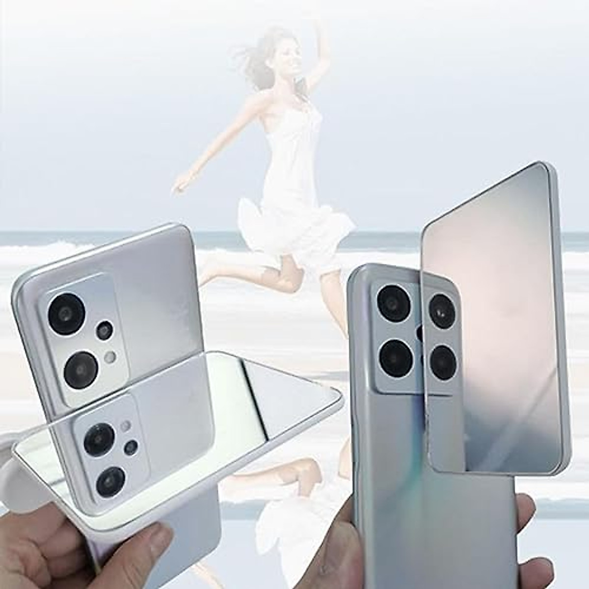 Smartphone Camera Mirror Reflection Clip Kit, 2023 New Adjustable Phone Camera Mirror Reflection Clip Kit, Mirror Reflection for Phone Camera, Mirror Reflection Clip Kit (White)