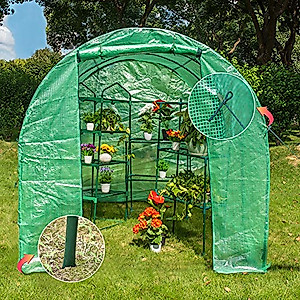 Sundale Outdoor Greenhouse Large Gardening Walk in Green House, with Waterproof PE Cover and Zipper Door, Plant Green House, 116.5" x 77.2" x 74.8"