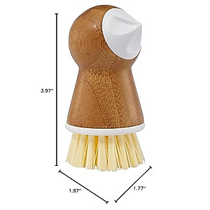 Full Circle Tater Mate Bamboo Potato Brush with Eye Remover, White