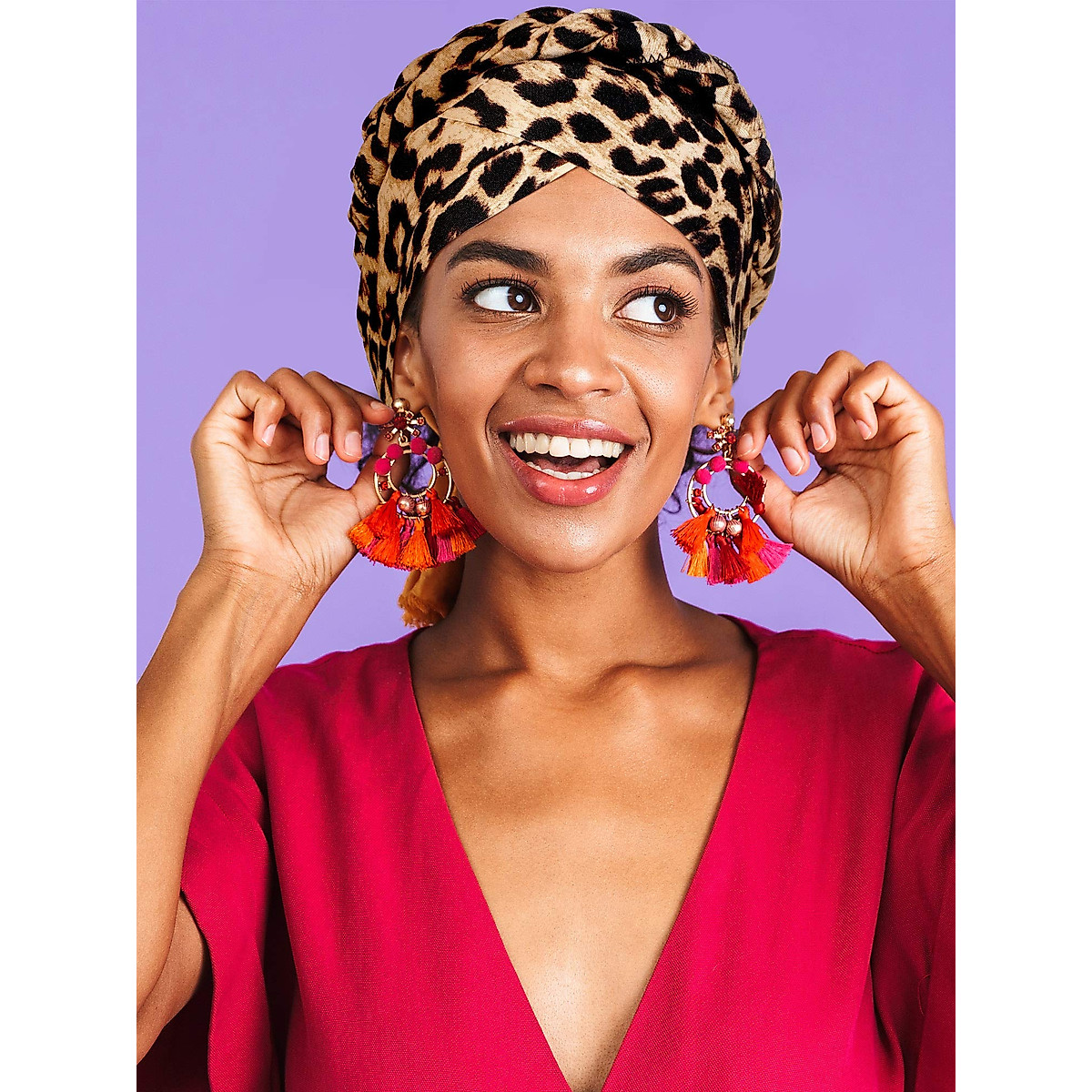 3 Pieces Women Turban Head Wrap Pre-Tied Bonnet Beanie Hat Sleeping Cap Headwrap (Retro Pattern) Multicoloured