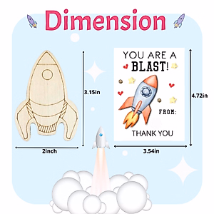GEECOZYLIFE Thank You for Coming Gifts for Kids - 24 PCS Space Cards with Art Supplies - Space Wood Painting Craft Kits - Kids Birthday Boys Girls Gifts Bulk - Space Party Favors