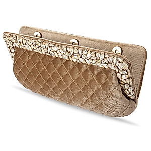 Aheli Indian Clutch Purses for Women Occasion Handmade Evening Handbags Party Bridal Clutch (C08BR), Brown