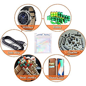 200 Pack Resealable Smell Proof Bags,Rocutus Foil Mylar Ziplick Bags,Flat Metallic Mylar Foil Bags for Party Favor Food Storage (14 x 20 cm/ 5.5 x 7.87 Inches)