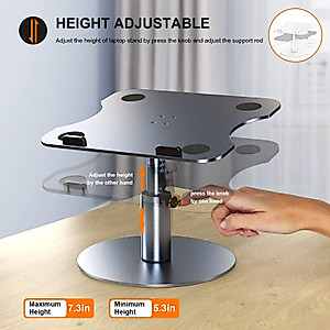 YoFeW Adjustable Laptop Stand, Aluminum Laptop Riser, Multi-Angle Height Adjustable 360°Rotation Computer Stand Desktop Holder Compatible with Mac MacBook Pro Air, Lenovo, Dell XPS, HP(10-17"),Gray