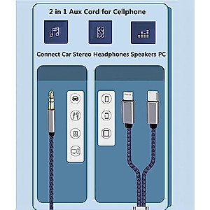 [Apple MFi Certified] Lightning to 3.5 mm Headphone Jack Adapter,iPhone Headphones Aux Audio Dongle + USB Type C to 3.5 mm Jack Female Adapter for iPhone 14 13 Pro Max 12 11 XS XR X 8 7 Samsung S23