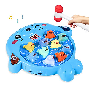 SZJJX Toddler Games Interactive Whack A Seal Game with Hammer, Activities Toys for 6+ Year Old Boys Girls,Early Developmental Toy, Fun Musical Educational Toys Gifts for Kids