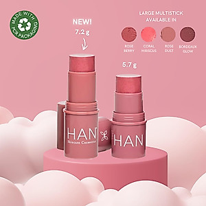 HAN Skincare Cosmetics Vegan, Cruelty-Free 3-in-1 Multistick for Cheeks, Lips, Eyes, Rose Dust | Large