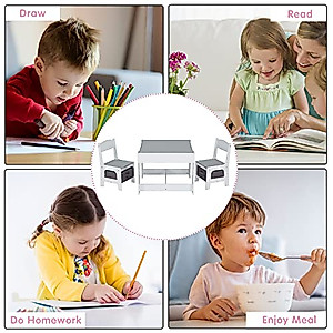 kinbor Kids Table and Chair Set - 3 in 1 Activity Table for Toddlers 2-7, Toddler Table and Chair Set with Removable Tabletop, Storage Space for Toddlers Arts, Crafts, Drawing, Reading, Playroom