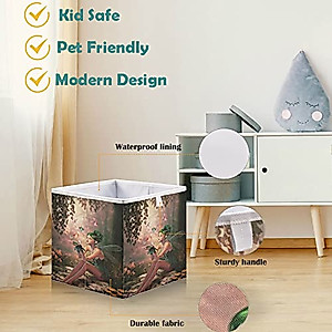 visesunny Closet Baskets Fairy Girl with Wing and Butterfly Storage Bins Fabric Baskets for Organizing Shelves Foldable Storage Cube Bins for Clothes, Toys, Baby Toiletry, Office Supply