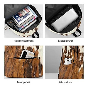 Red and white cowhide Print Bookbag, Backpacks For Women Men Laptop Backpack, Bookbags For Teen Girls Boys