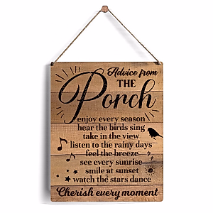 Porch Sign Gifts, Rustic Advice From the Porch Enjoy Every Season Wooden Signs Wood Plaque Hanging Sign Home Porch Decor 8 x 10 Inches