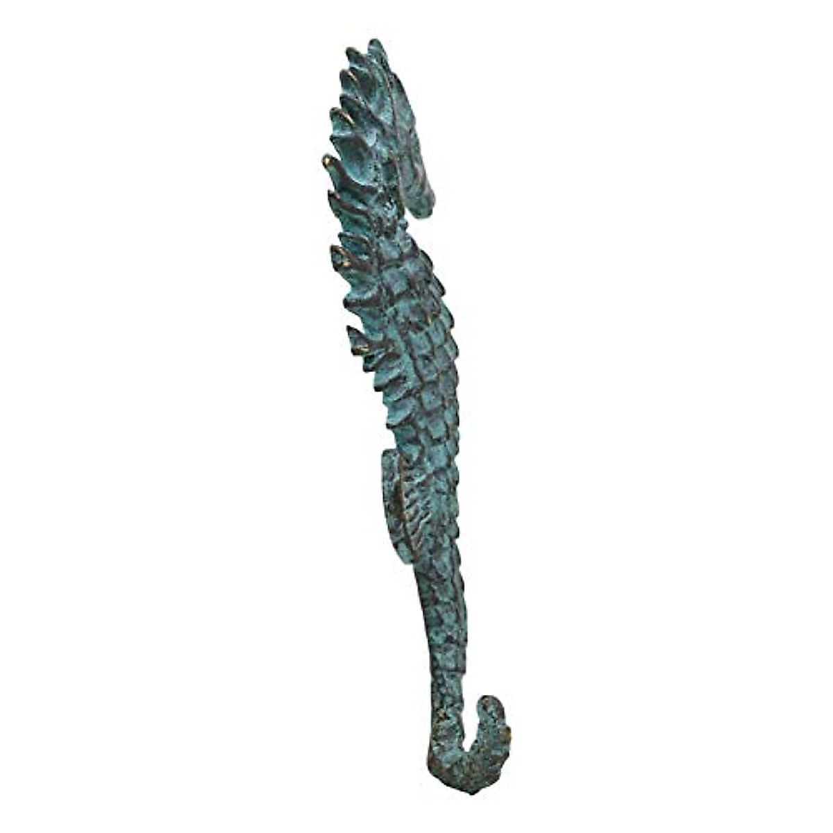 Ebros Verdigris Coastal Marine Ocean Nautical Seahorse Single Wall Mounted Brass Coat Hook Figurine Nautical Sea Life Metal Hangers or Hooks Decor Sculpture Seahorses Coral Reef Creatures (2)