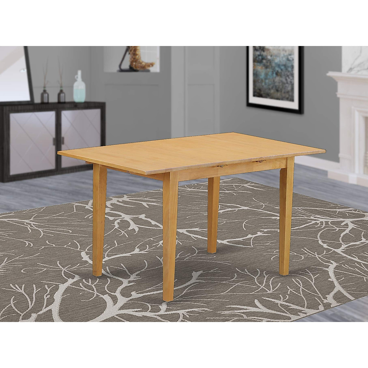 East West Furniture NFT-OAK-T Norfolk Kitchen Dining Table - a Rectangle Solid Wood Table Top with Butterfly Leaf, 32x54 Inch, OAK