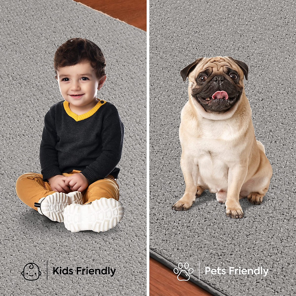 Furnish my Place Abstract Contemporary Striped Pattern Modern Plush Two Tone High Low Pattern Rug Carpet, Hallway Entry Carpet, Contemporary Runner Rug, Made in USA - Iconic Grey, 2' x 12'