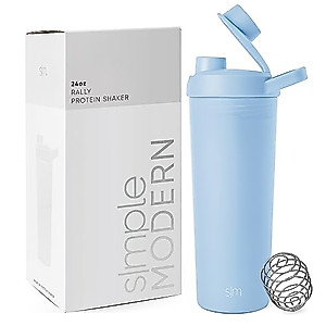 Simple Modern Plastic Protein Shaker Bottle with Ball 24oz | Shaker Cup for Protein Mixes, Shakes and Pre Workout | Rally Collection | Forget Me Not
